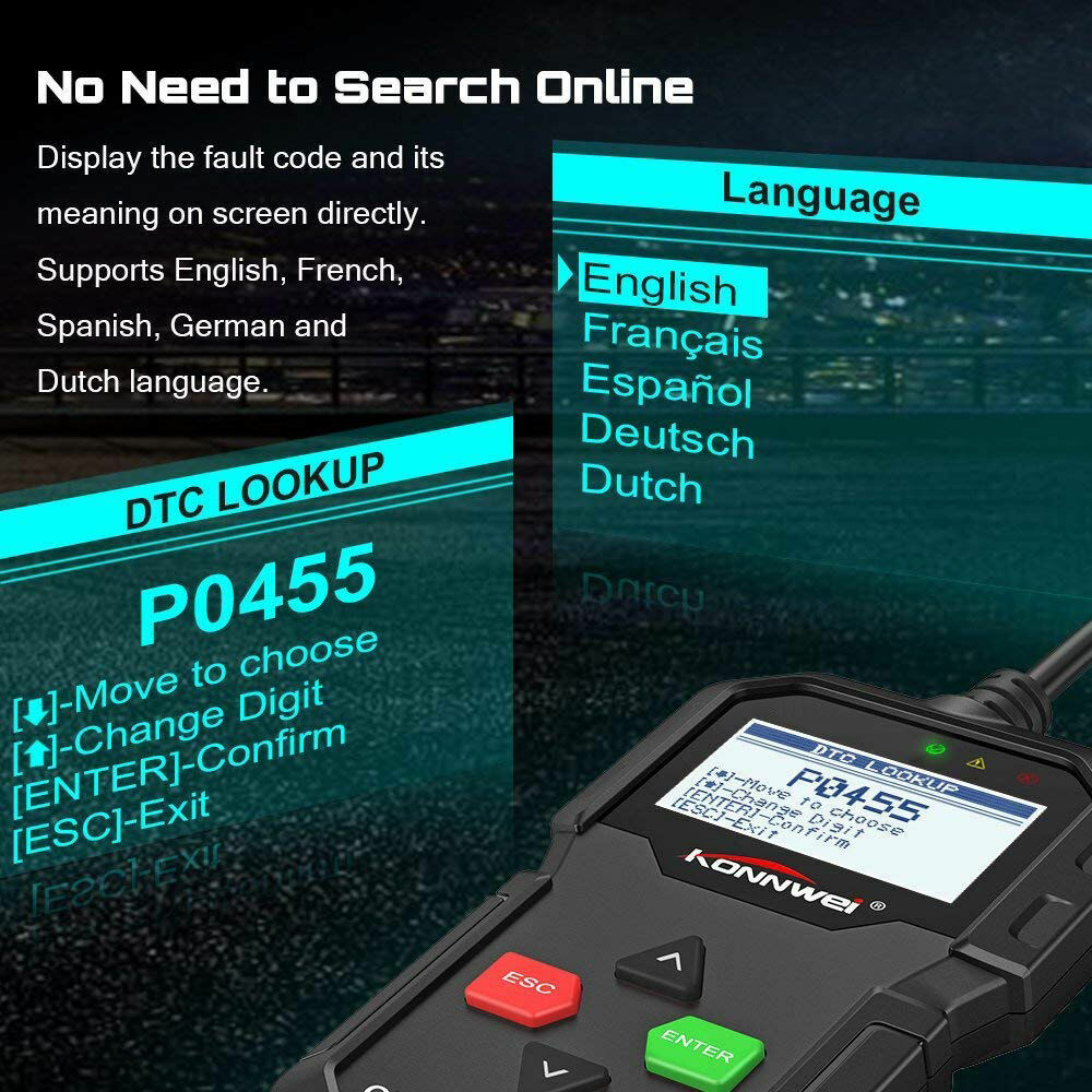 Car Diagnostic Scanner D900 Can Obd2 EOBD Scan Tool Engine Fault Code ...