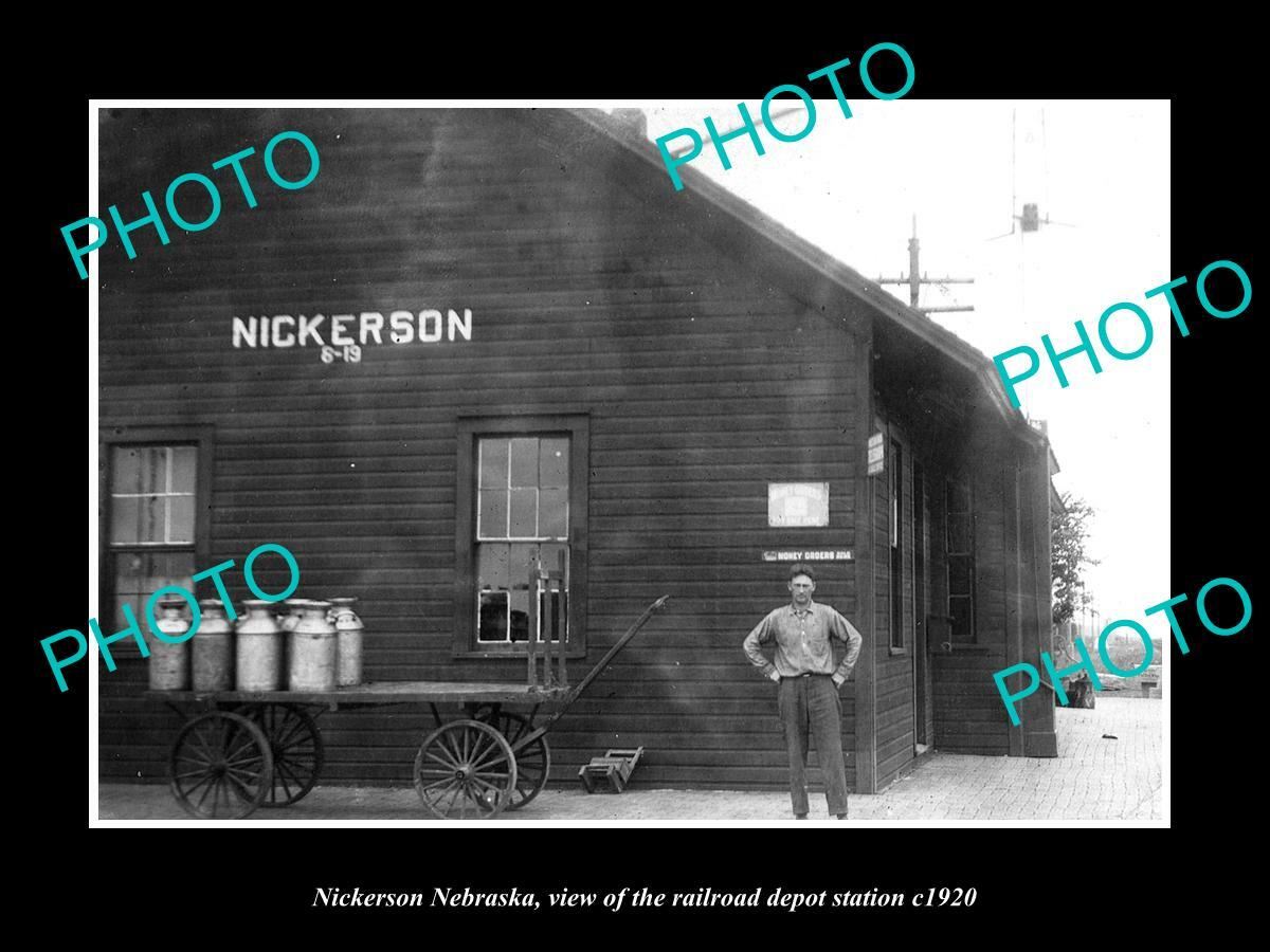 OLD POSTCARD SIZE PHOTO OF NICKERSON NEBRASKA THE RAILROAD DEPOT ...