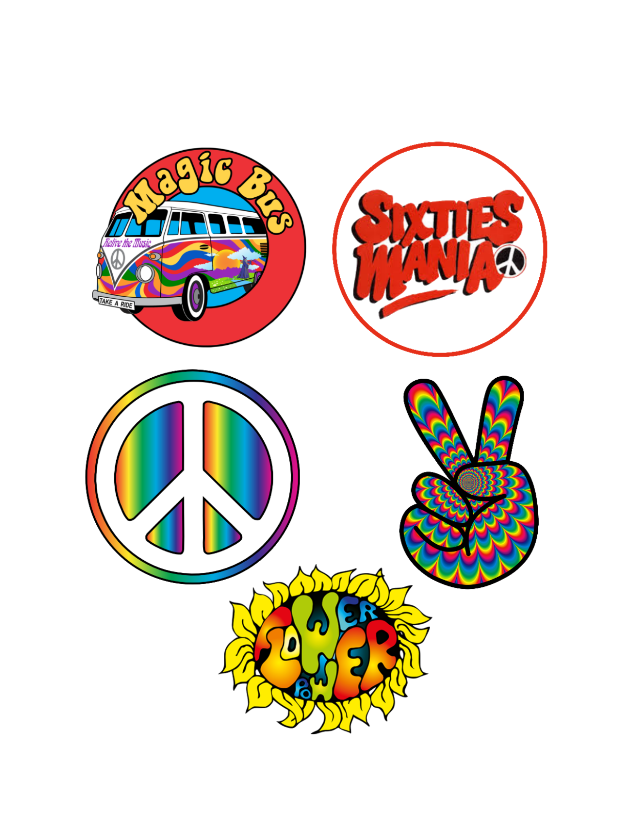 60's Decal Sticker Sheets for Skateboards Scrapbooks Laptops Cups ...