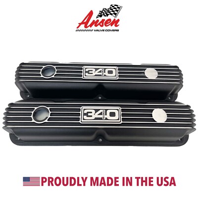 Mopar Performance 340 Wedge Black Valve Covers - Engraved Logo - Ansen ...