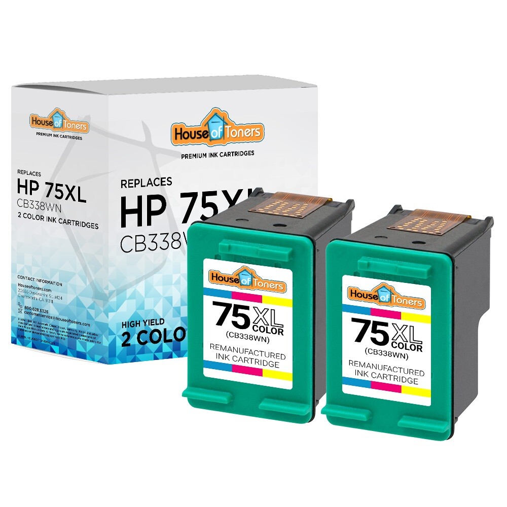 2-pk #75XL Clr Ink for HP Photosmart C4210 C4275 C4280 C4340 C4382 ...