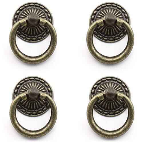 Vintage Pull Handles, 4-Pack Antique Ring Knob Pulls with Matching ...