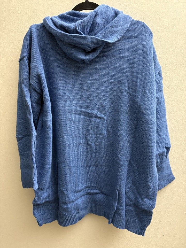 Plus-size Button-up Hoodie Sweater 3x - Blue - Acrylic Knit | eBay