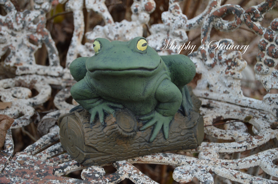 Frog Toad on Log Solid Concrete Hand Painted Statue | eBay