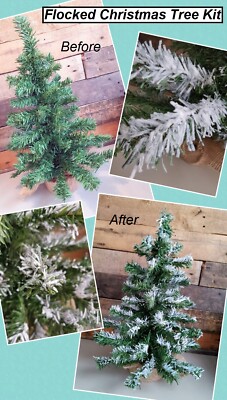 SNOW FLOCK CHRISTMAS TREE FLOCKING KIT FLOCKED TREE FESTIVE XMAS TREE ...