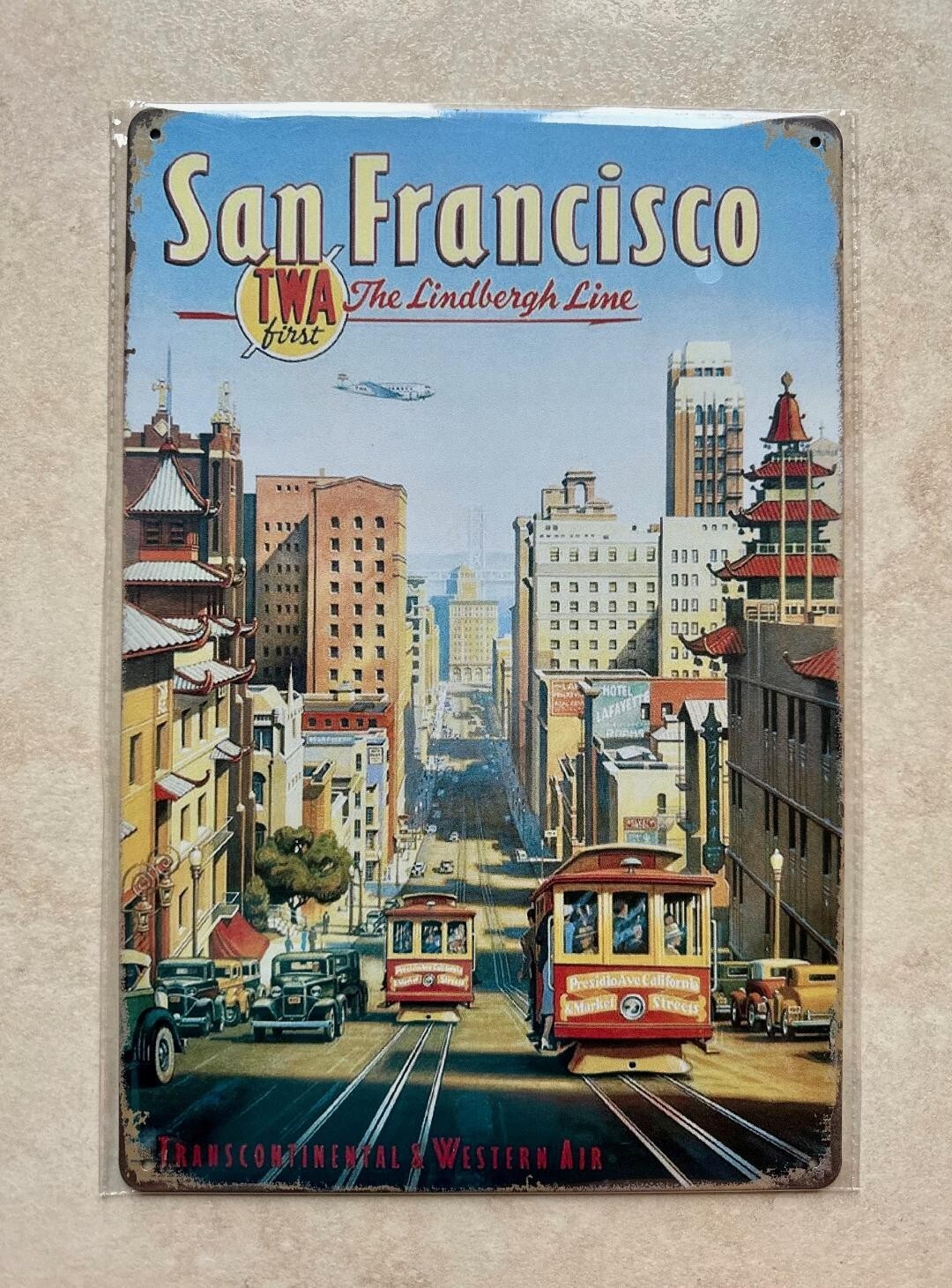SAN FRANCISCO THE LINDBERGH LINE METAL SIGN MAN CAVE HOME USA TRAVEL ...