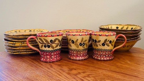 Italica Ars Inspired Hand Painted Clay Pottery Olive Leaves Italy ...