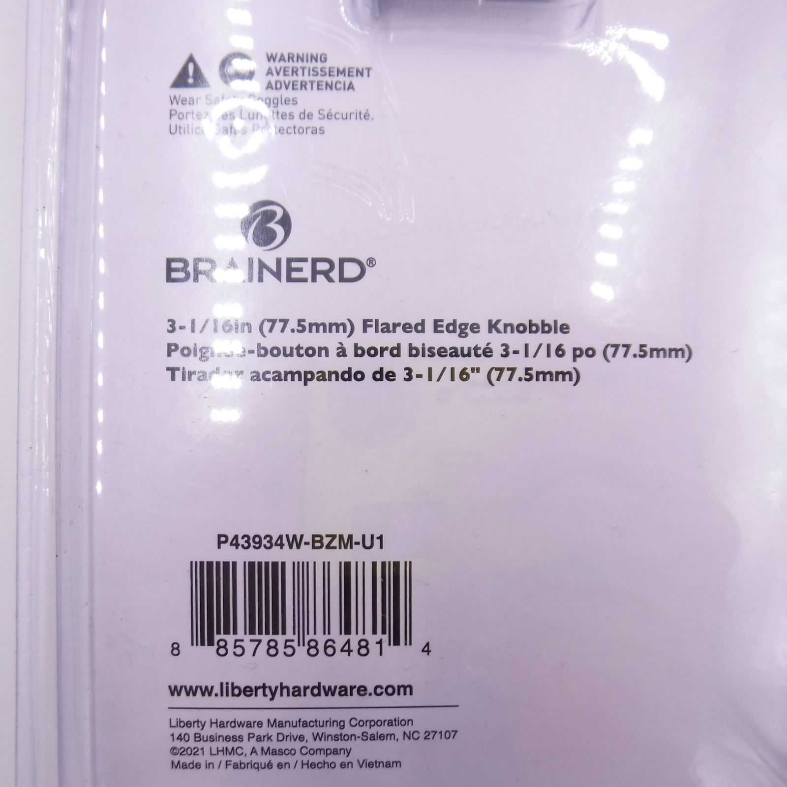 Set of 4 Brainerd 3-1/16" Flared Edge Knobble Bronze Matte P43934W-SN ...