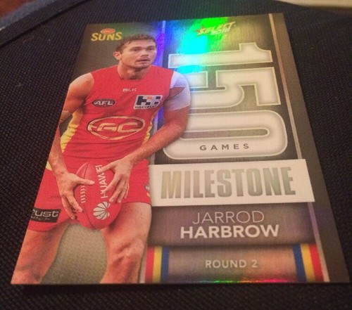 2016 AFL Select Footy Stars Milestone Card JARROD HARBROW (Gold Coast ...