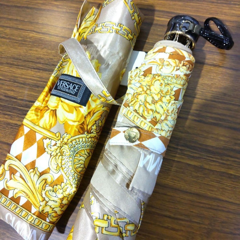 GIANNI VERSACE Folding Umbrella Baroque All Over Pattern Gold/Beige ...