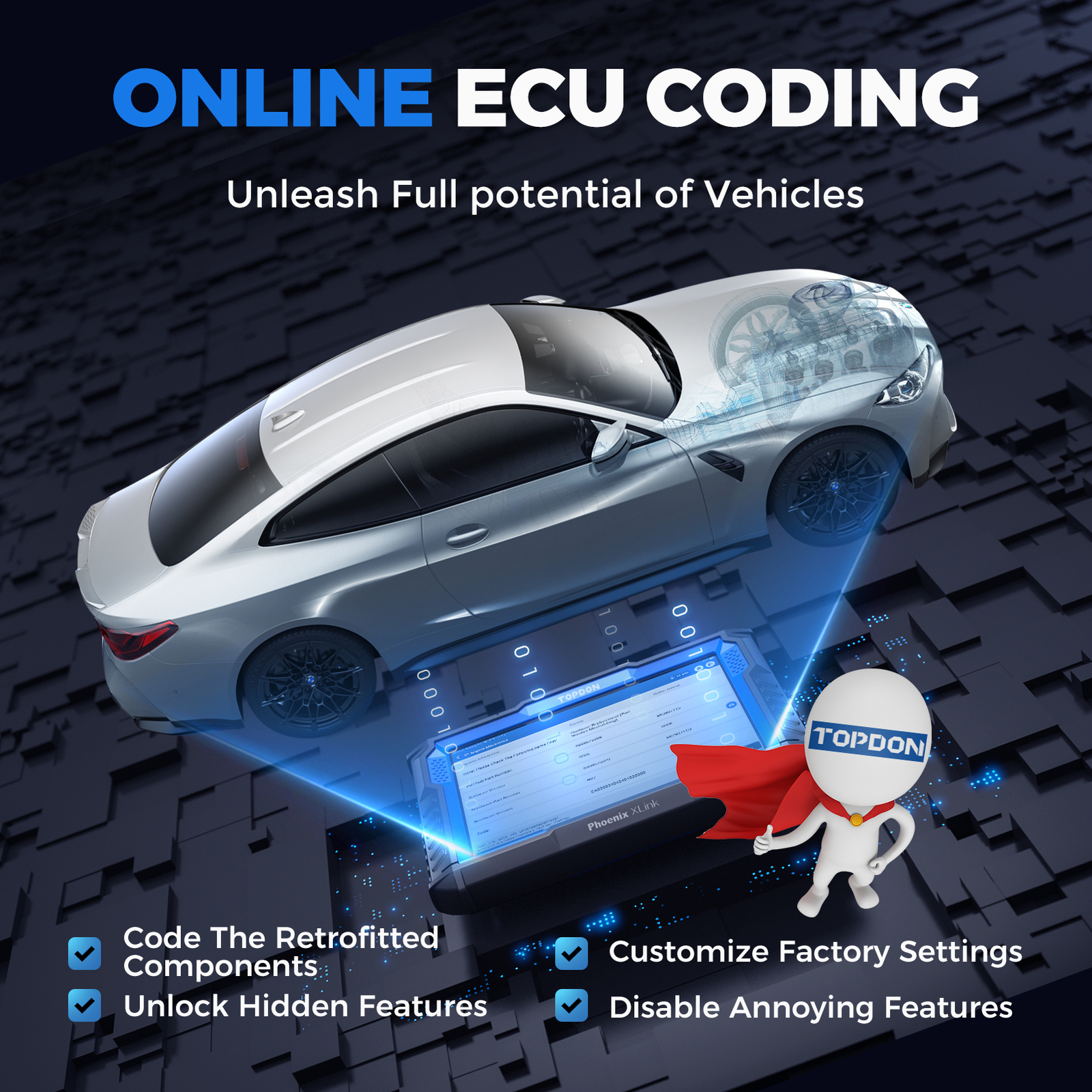 TOPDON Phoenix XLink Car Advanced Diagnostic Scanner Tool Reprogramming ...