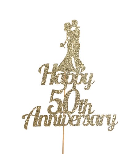 Happy 50th Anniversary Cake Topper 10 20 30 40 50 60 70 80 Years ...