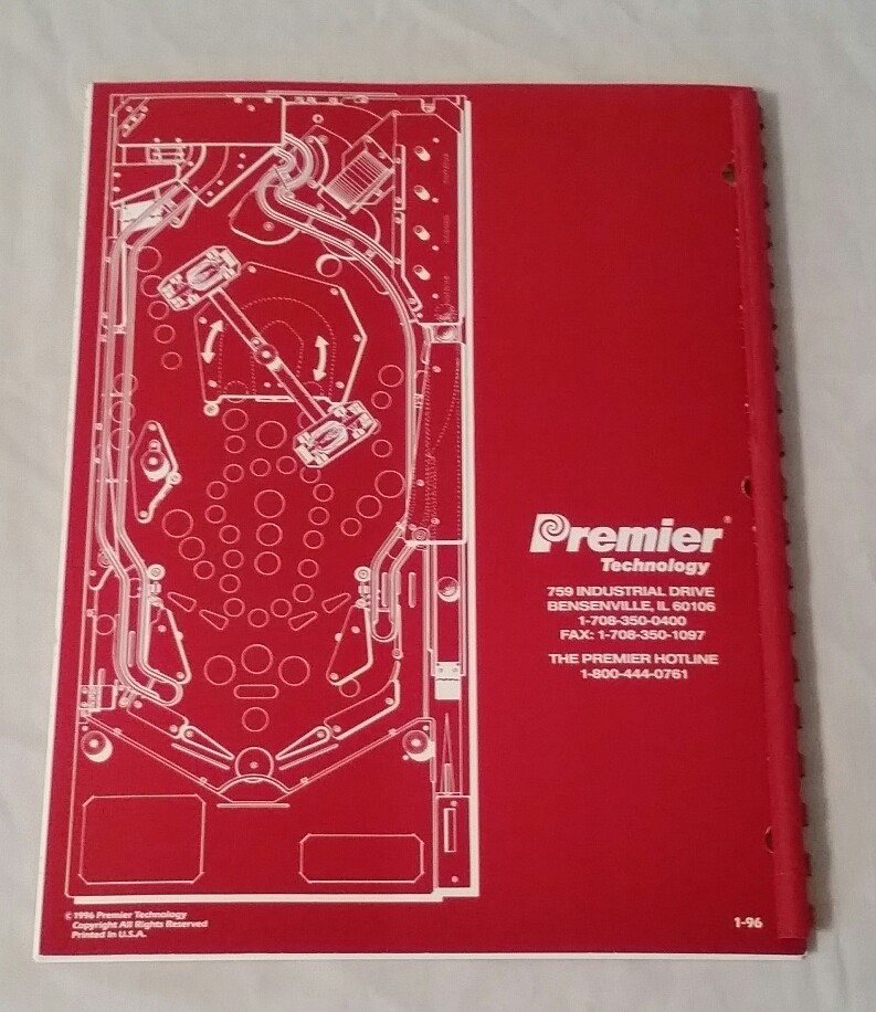 Gottlieb Premier Mario Andretti Pinball Machine Original Manual ...