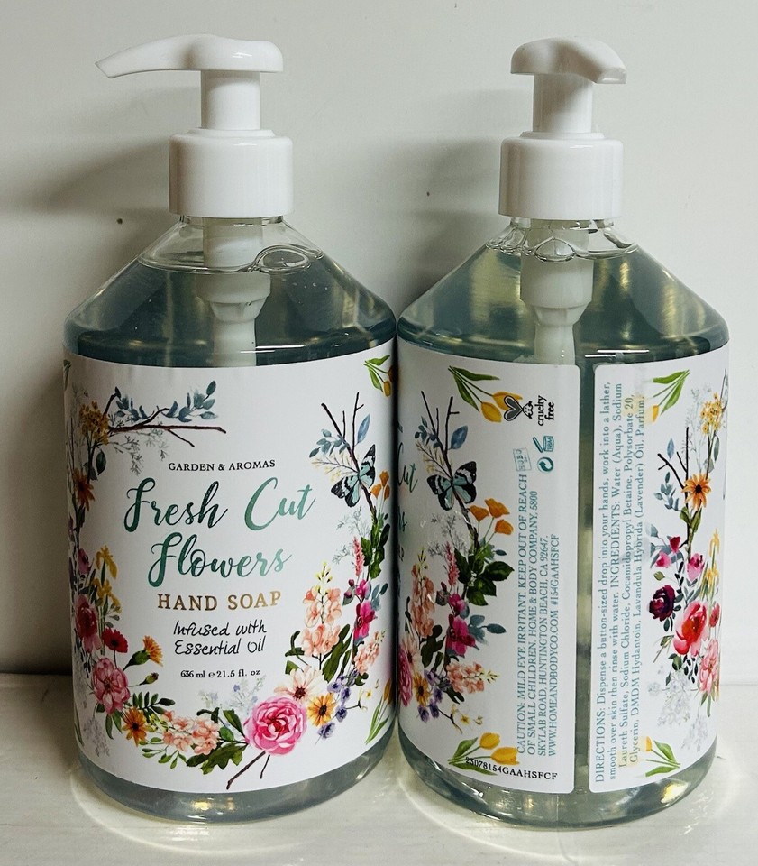2-Pack Garden & Aromas ~ Fresh Cut Flowers Hand Soap with Essential Oil ...