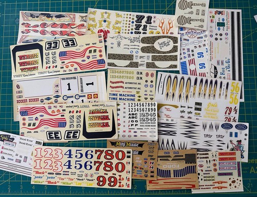 OVER 100 MODEL CAR DECAL LOT FROM THE 60'S 70'S 80'S 90'S MPC AMT ...