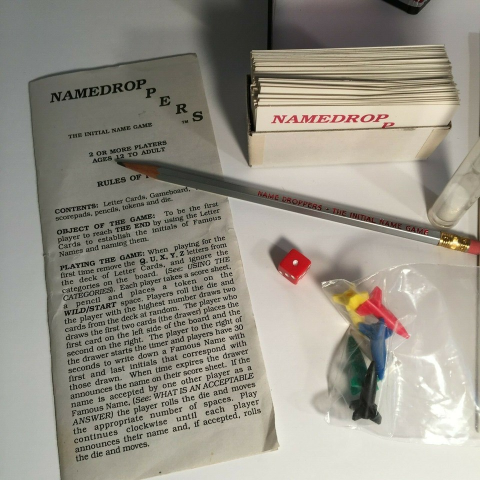 Name Droppers The Initial Name Game 1988 Gripper Poductions Vintage | eBay