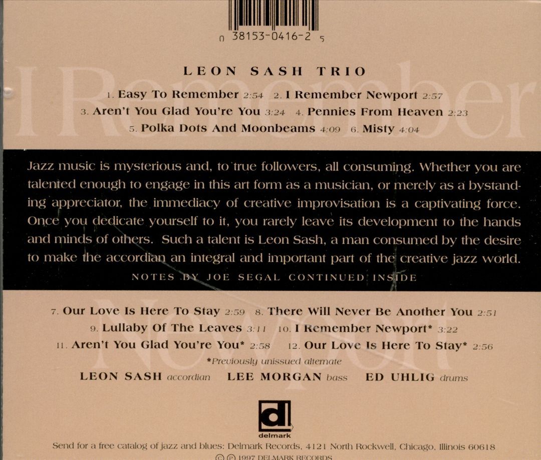 LEON SASH TRIO - I REMEMBER NEWPORT * NEW CD 38153041625 | eBay