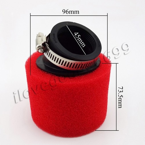 Red 45mm Foam Angled Air Filter For 125cc 140cc 150cc Pit Dirt Bike ...