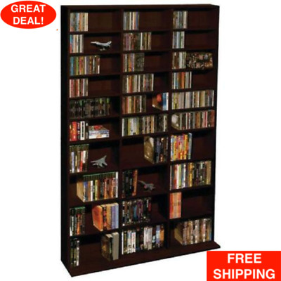 Multimedia Storage Cabinet Stand Tower DVD CD Rack Shelf Organizer ...
