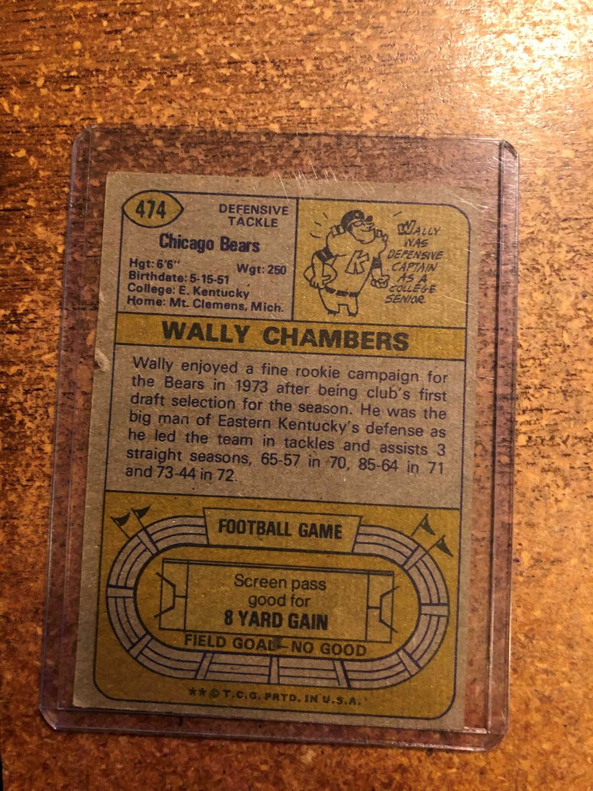 1974 Topps Football # 474 Wally Chambers | eBay