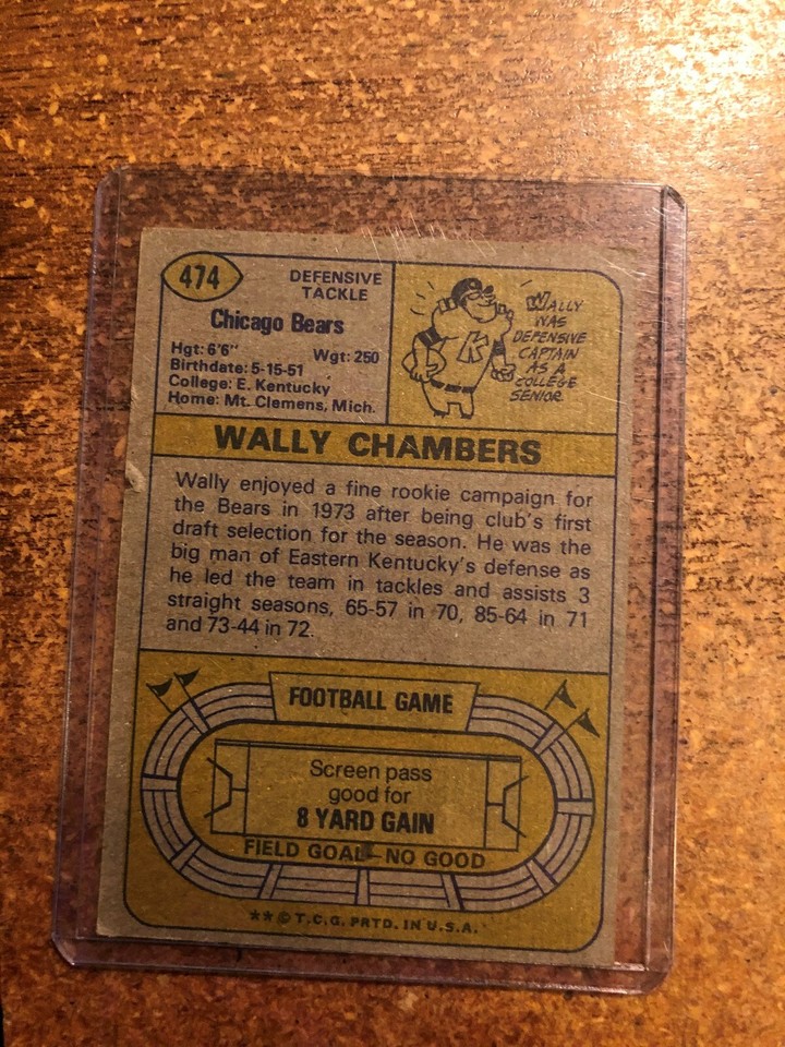 1974 Topps Football # 474 Wally Chambers | eBay