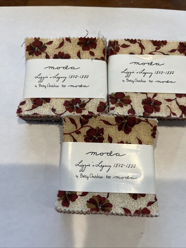 Lot Of 3 LIZZIE’S LEGACY Mini Charm Packs MODA (42) 2.5" fabric squares ...