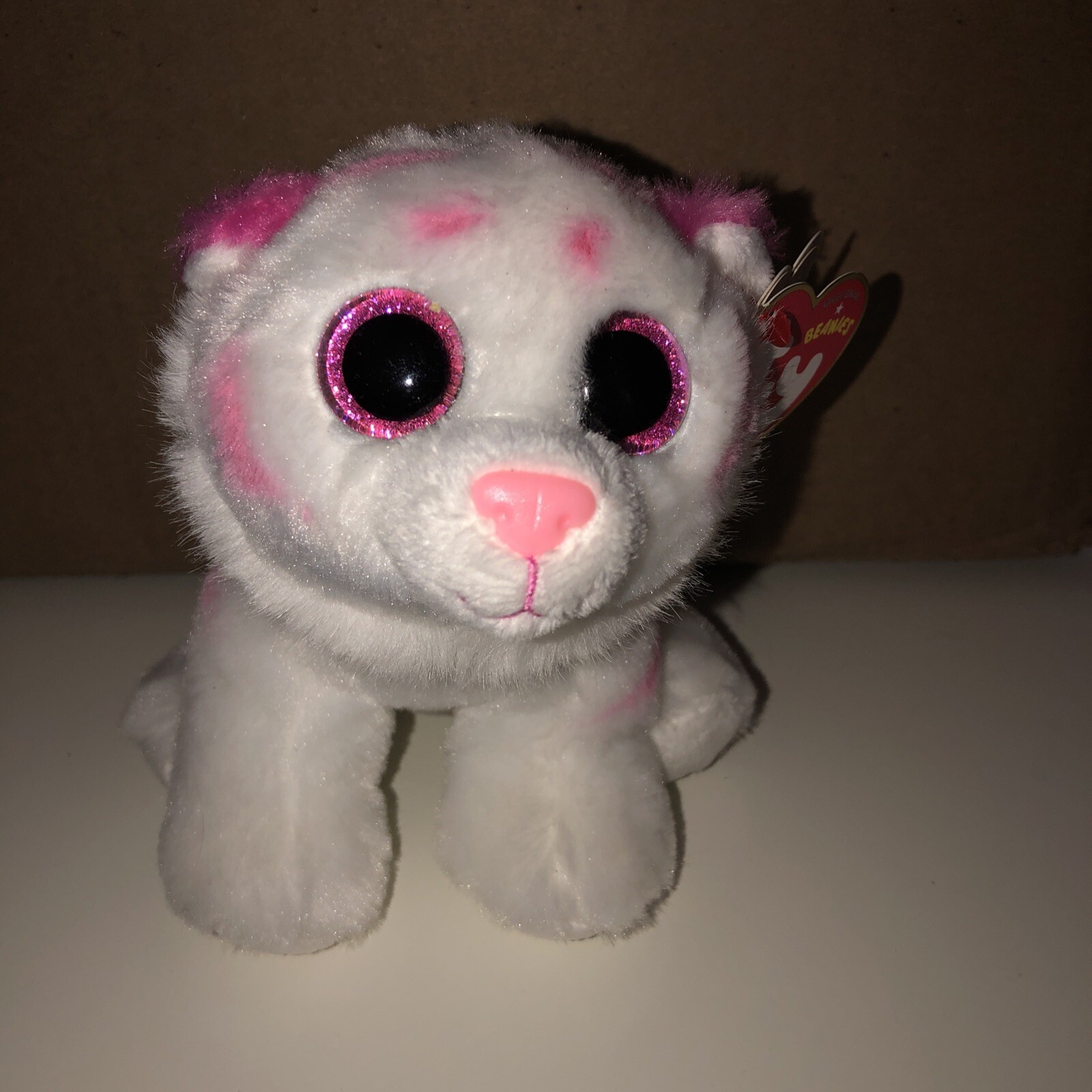 TY Beanie Boos 6" TABOR the Pink & White Tiger Plush Stuffed Animal Toy ...