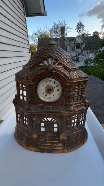 Gilbert ANTIQUE Cathedral Clock, Copper, 1904, Working, Alarm, Video ...