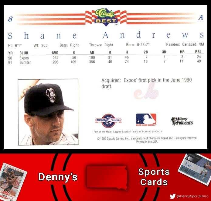 1992 Classic Best #8 Shane Andrews Albany Polecats Baseball Card | eBay