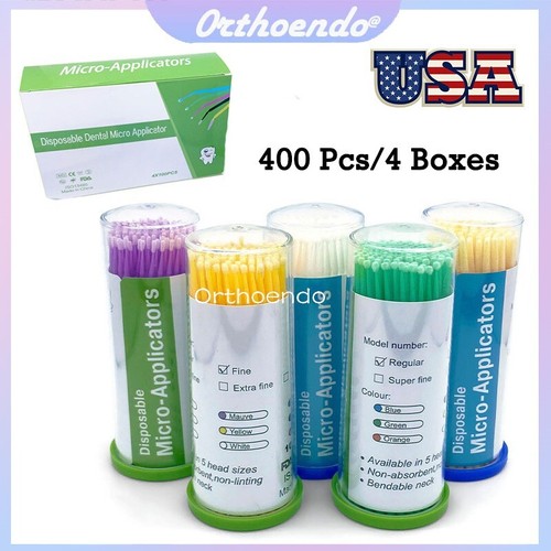 400Pcs Micro Brushes Applicators Microbrush Dental Regular/ Fine/Super ...