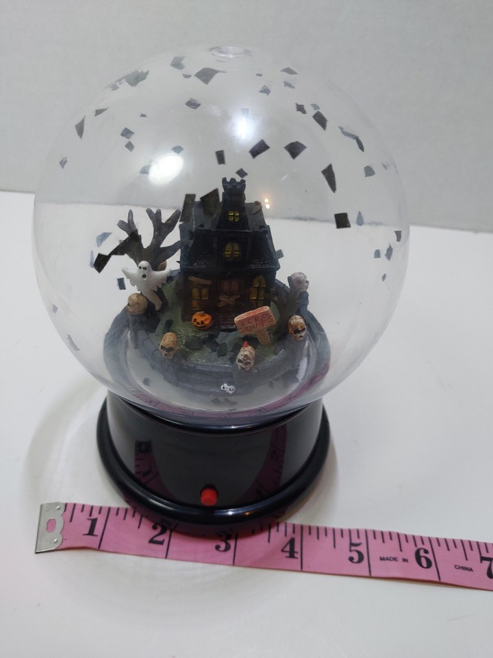 Gemmy Scary Halloween Haunted House Tornado Snow Globe Animated Lights ...