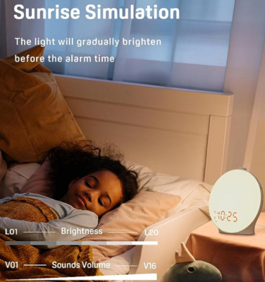 Brand New Jall Smart Wake Up Light Alarm Sunrise Sun 7 Color Simulation ...