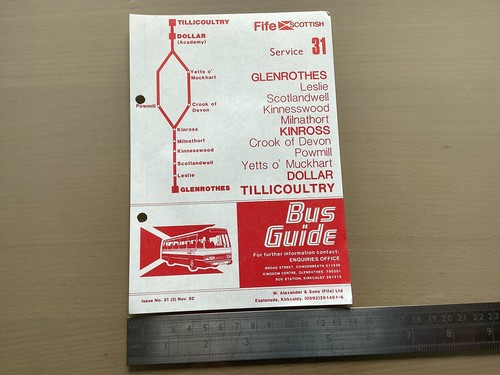 Fife Scottish Bus Group Route 31 Timetable November 1982 Glenrothes ...