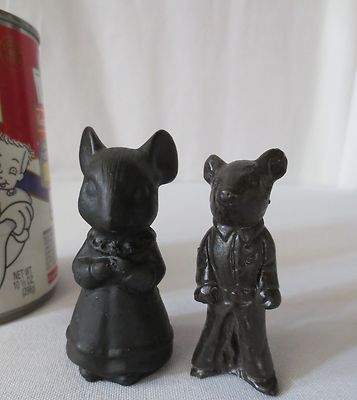 Vtg Handcarved Black Hard Coal Mr & Mrs Mouse Mice Figurine | eBay