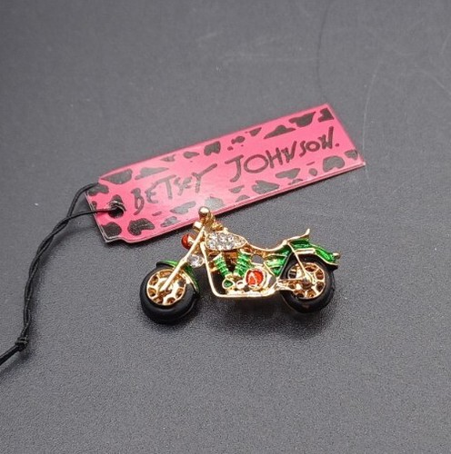 New Betsey Johnson Enamel Rhinestone Motorcycle Pin Brooch | eBay