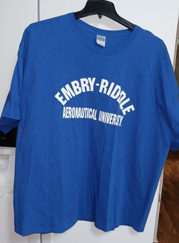 Men's Short Sleeved T-Shirt 3XL Embry-Riddle ERAU Blue Gildan Ultra ...