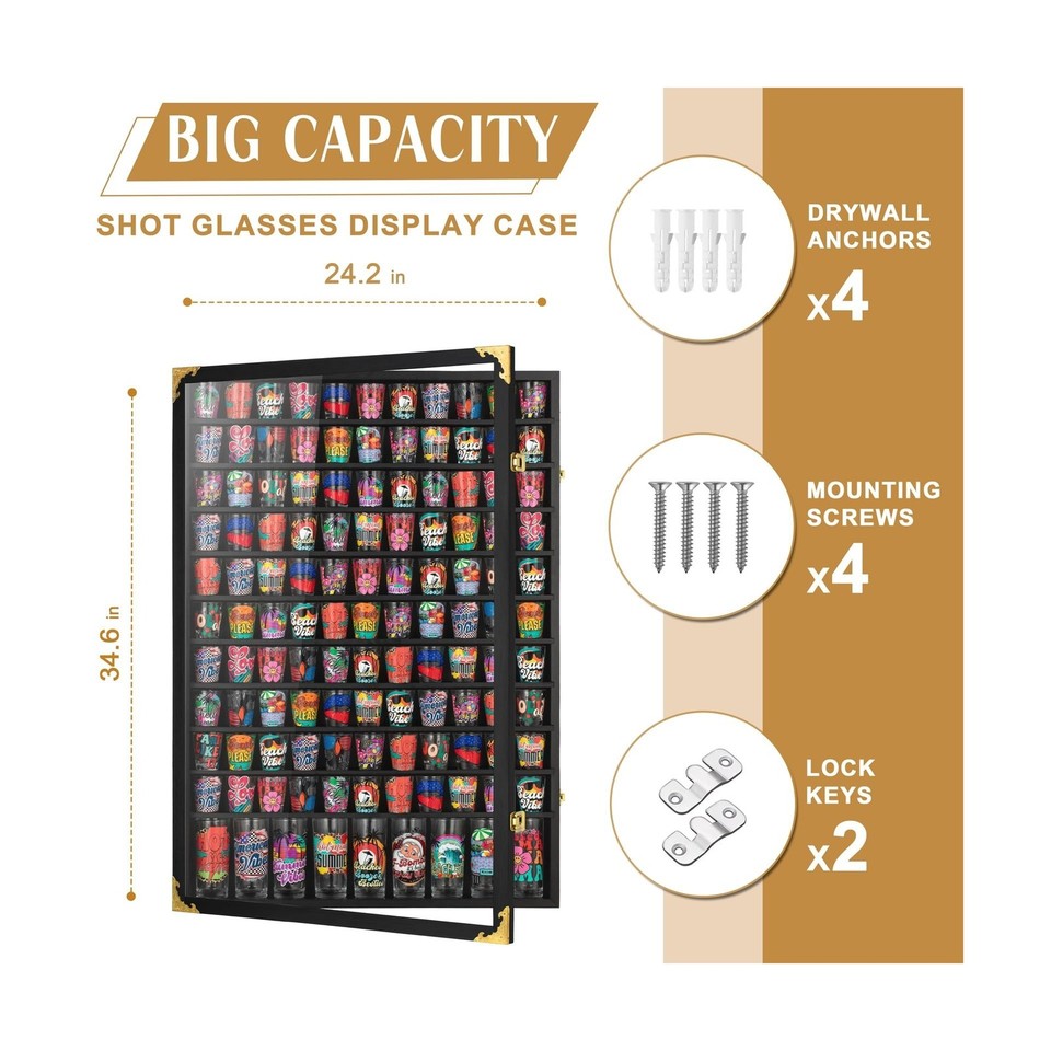 144 Shot Glasses Display Case Spuer Large Capacity Shot Glass Holder ...