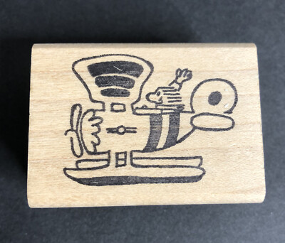 Judikin Rubber Stamp Biplane with Person Waving Plane Flying Wood ...