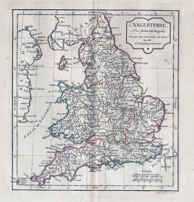 England Great Britain Großbritannien Karte map Vaugondy engraving 1780 ...