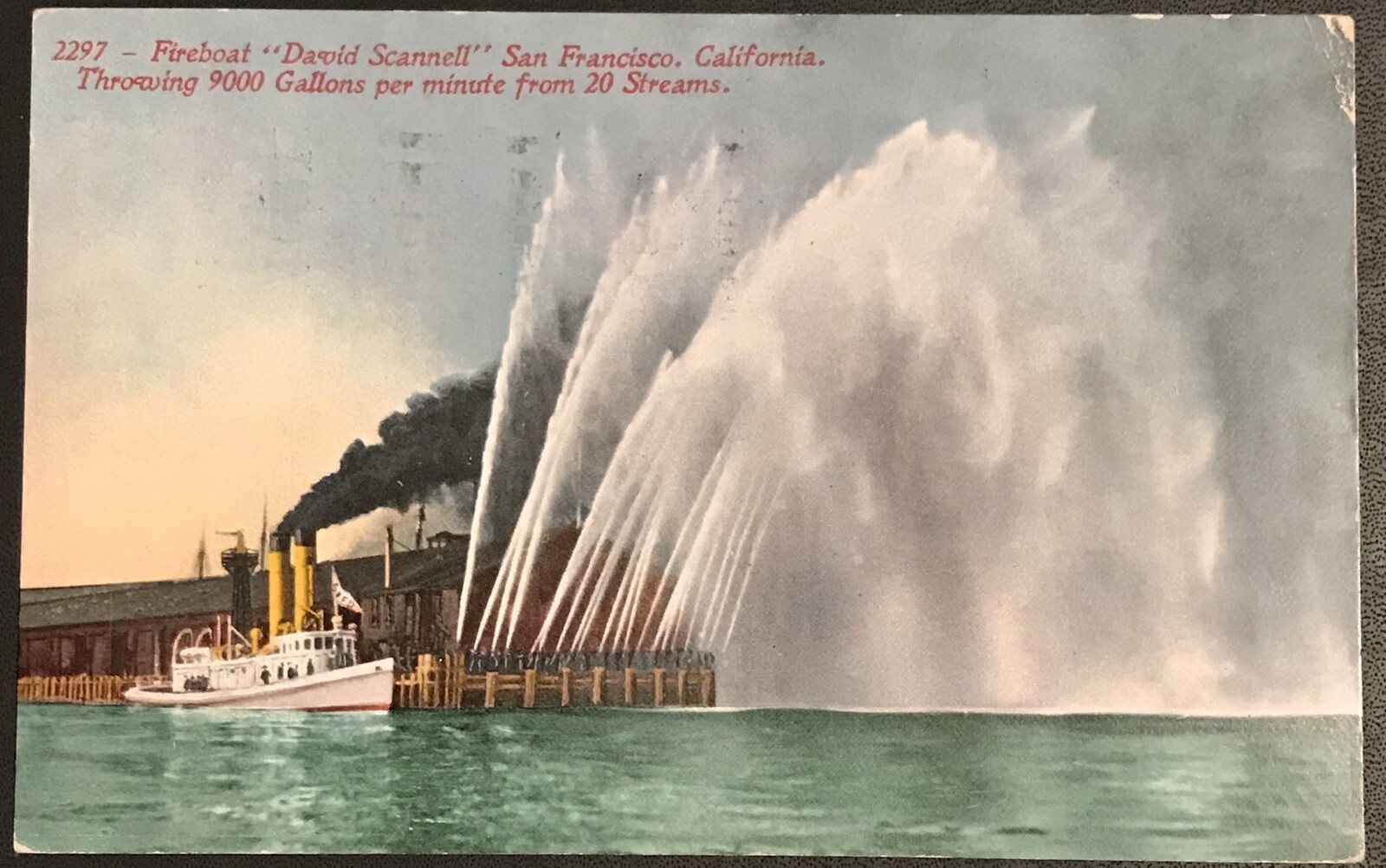 Antique Postcard Fireboat David Scannell San Fransisco CA 2297 | eBay