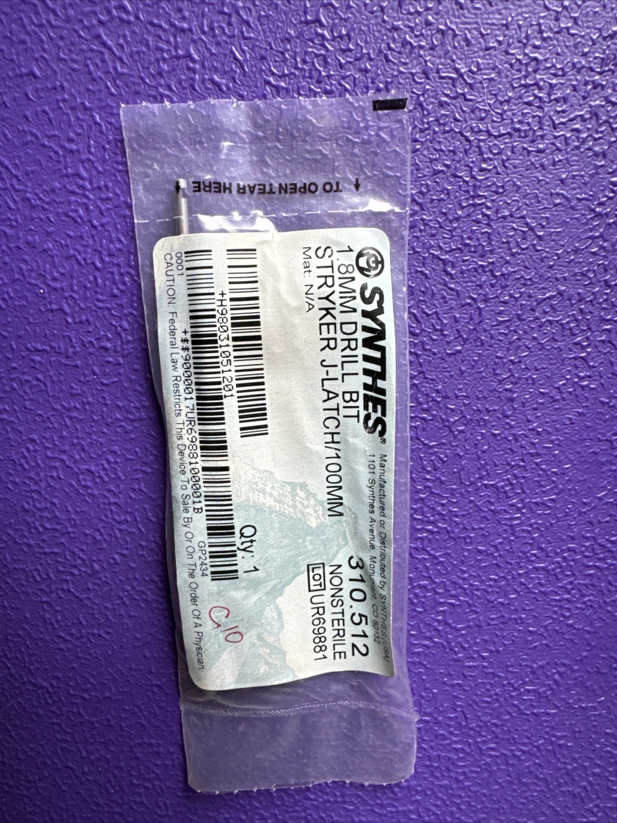 Synthes 1.8MM Drill Bit Stryker J-Latch/100MM 310.512 | eBay