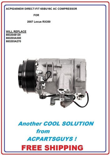 NEW DIRECT-FIT AC COMPRESSOR 6SBU16C FOR 2007 LEXUS RX350 88320-48120 ...