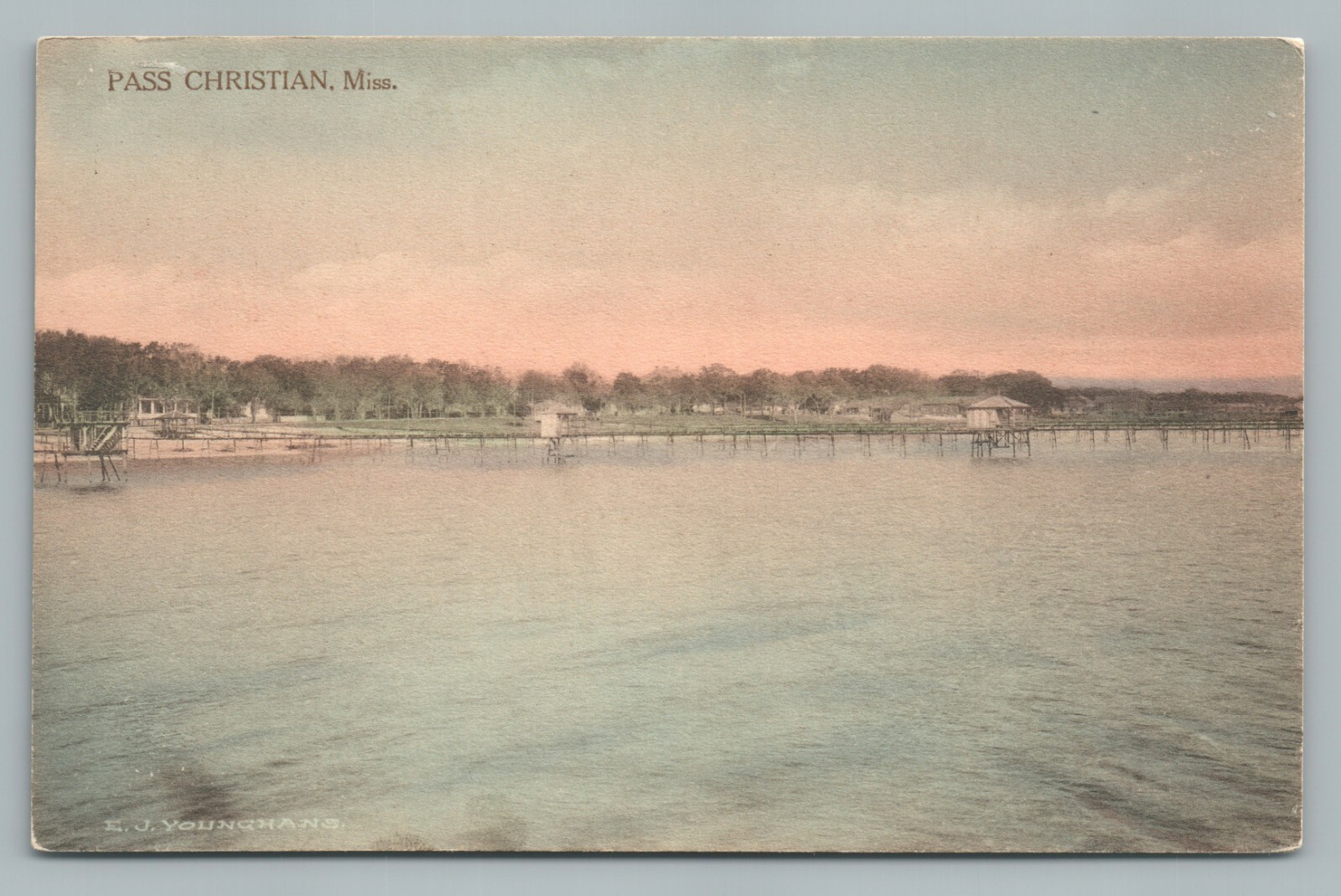 Boat Docks PASS CHRISTIAN Mississippi—Hand Colored Antique MS Postcard ...