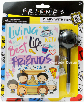 Friends TV show Diary And Pom Pen Lock & Keys 60 Sheets Trending | eBay