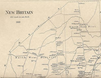 New Britain CT 1869 Maps with Businesses and Homeowners Names Shown | eBay