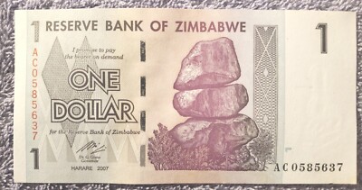 Item # G-360 / ONE NOTE- $1 Dollar Zimbabwe PAPER MONEY BANKNOTE ...