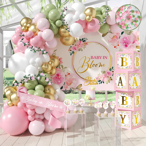 338 PC Baby in Bloom Baby Shower Decorations for Girl - Balloon Arch ...