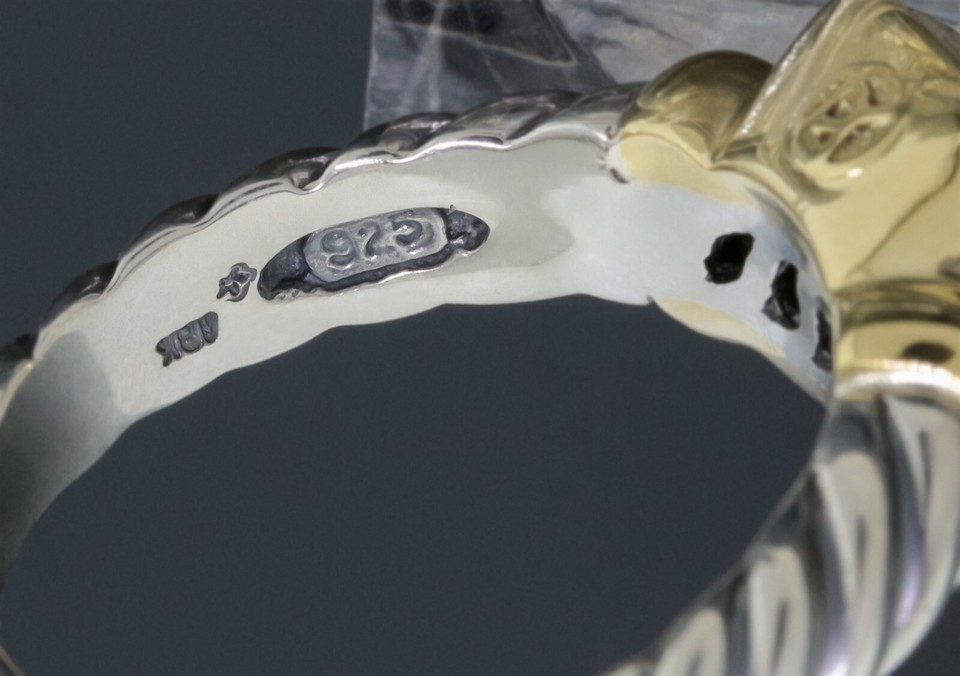 David Yurman Pave Diamond Noblesse Ring Size 9 - 925 Silver/18K Yellow ...