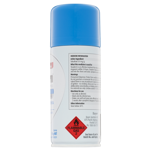 Canesten Tinaderm Powder Spray Tinea and Ringworm Treatment 100g for ...