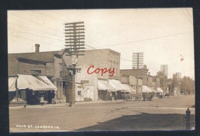 REAL PHOTO SANBORN IOWA DOWNTOWN MAIN STREET SCENE POSTCARD COPY STORES ...